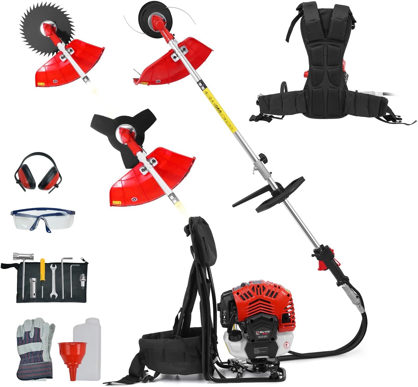 52cc Petrol Backpack 3n1 Strimmer, Brush Cutter Blades | Powerful Gard ...